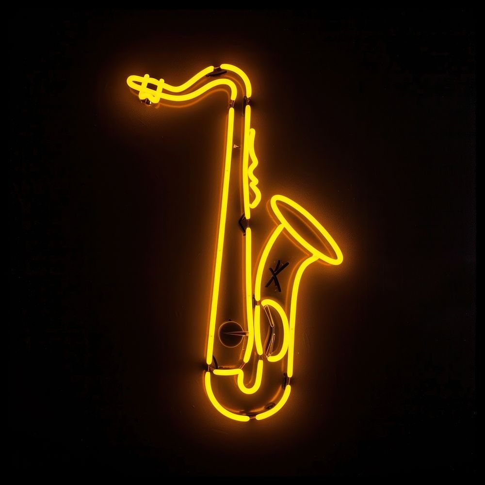 Neon saxophone sign glowing brightly. | Free Photo Illustration - rawpixel