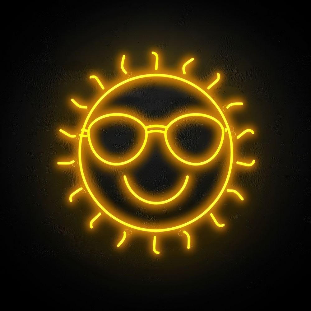 Neon sun with sunglasses illustration | Free Photo Illustration - rawpixel