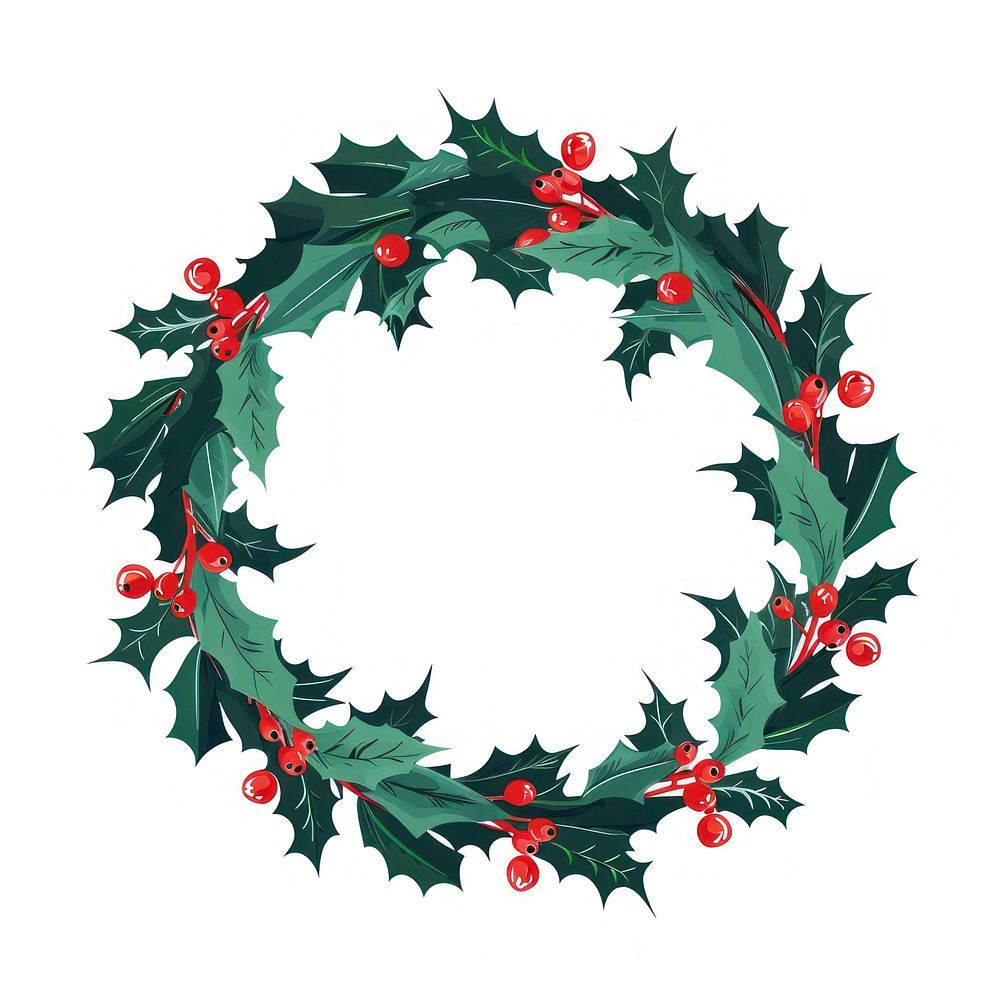 Festive holly wreath illustration | Free Photo Illustration - rawpixel