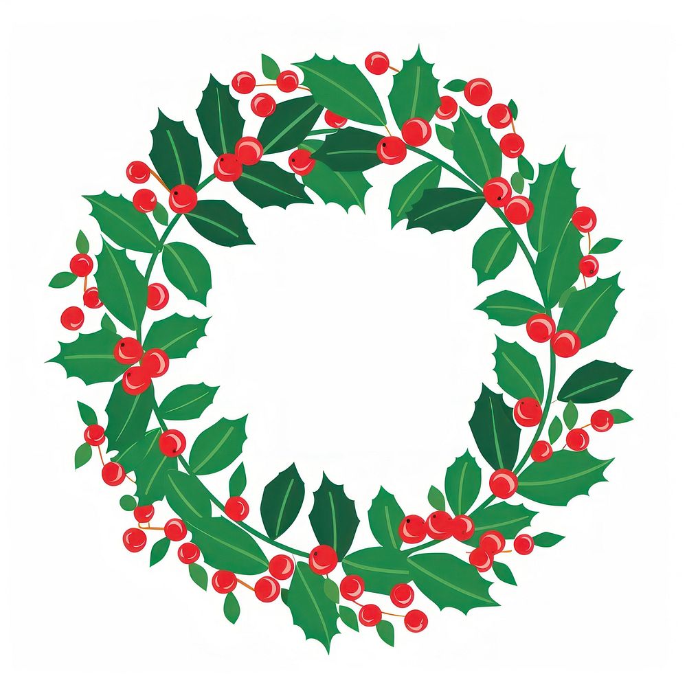 Festive holly wreath illustration | Free Photo Illustration - rawpixel