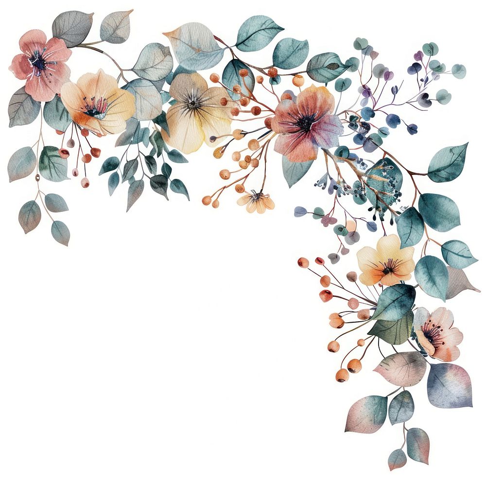 Elegant watercolor floral corner design | Premium Photo Illustration ...