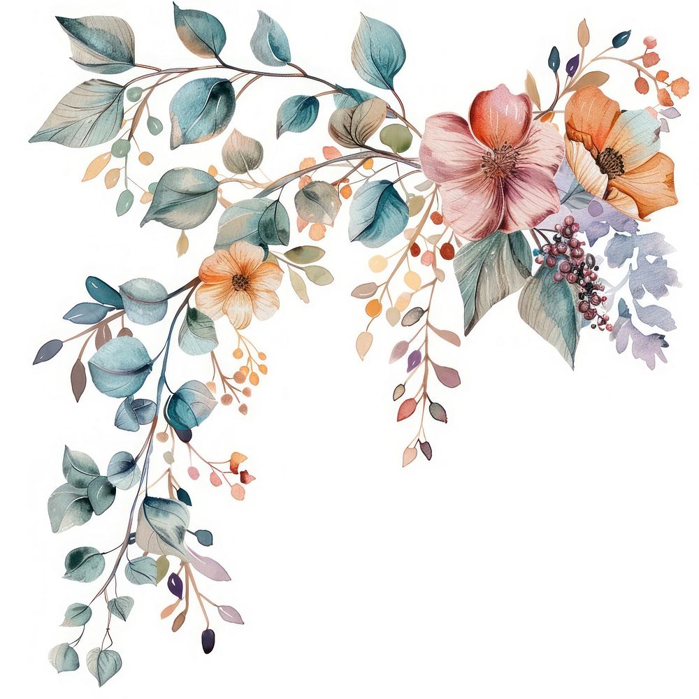 Elegant floral watercolor corner design | Free Photo Illustration ...
