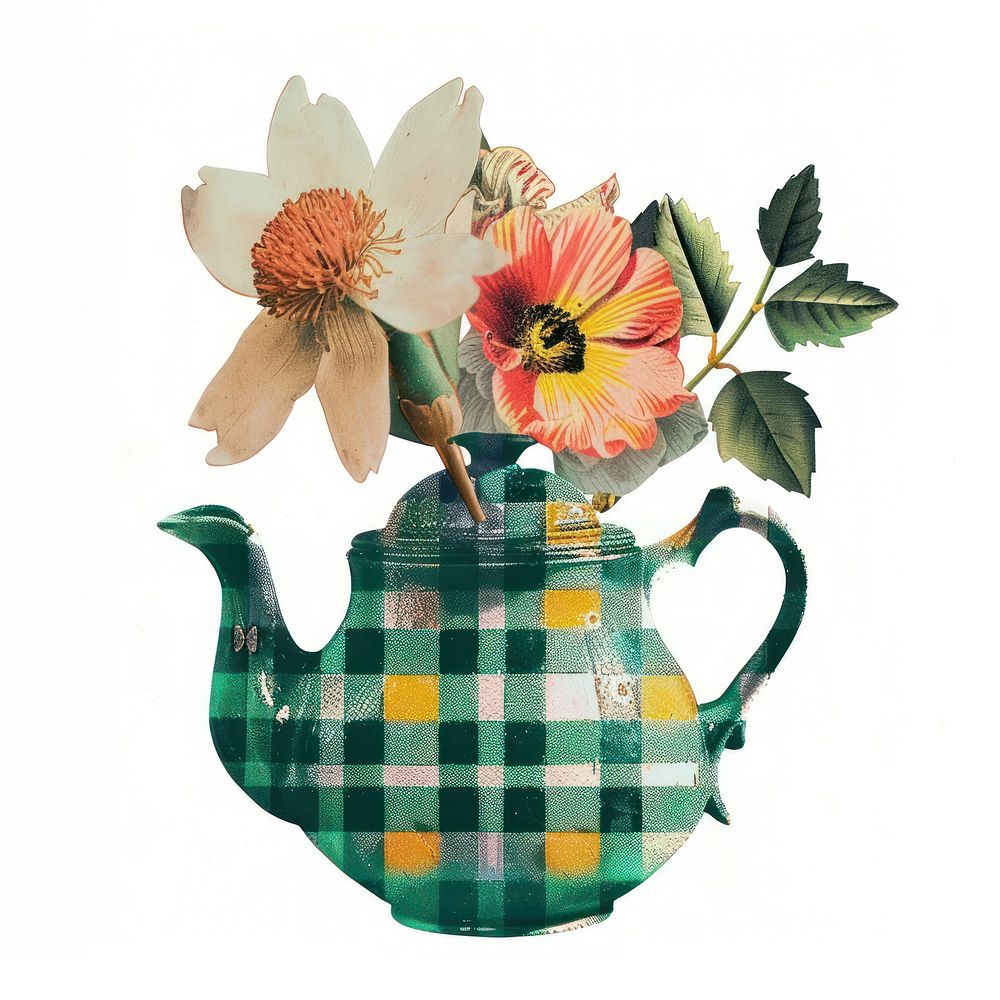 Flower tea pot cookware pottery | Free Photo Illustration - rawpixel