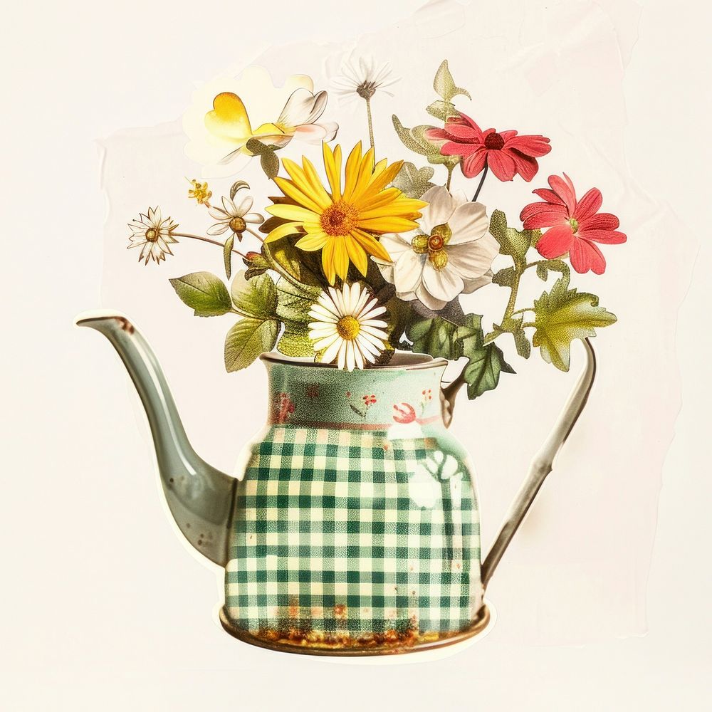 Flower tea pot cookware pottery | Free Photo Illustration - rawpixel