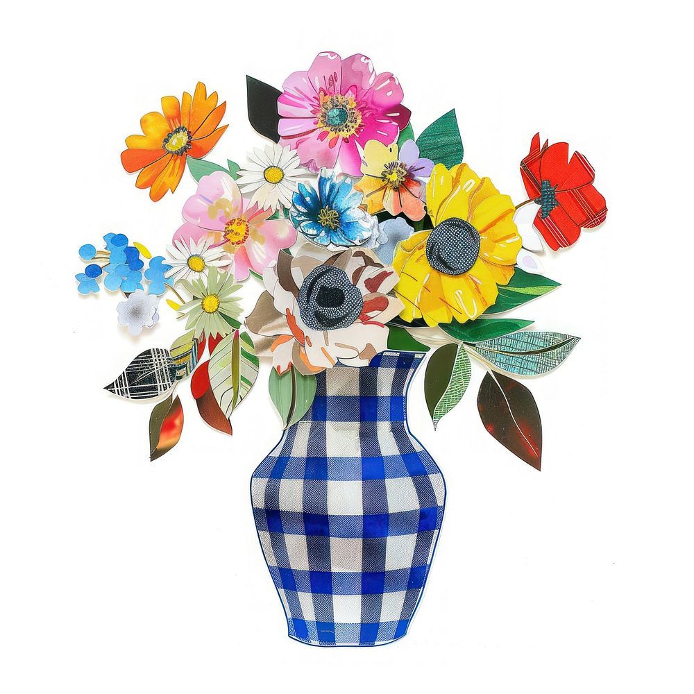 Flower vase collage cutout pattern | Free Photo Illustration - rawpixel