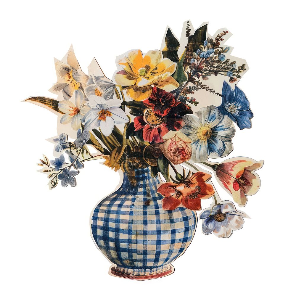 Flower vase collage cutout pattern | Free Photo Illustration - rawpixel