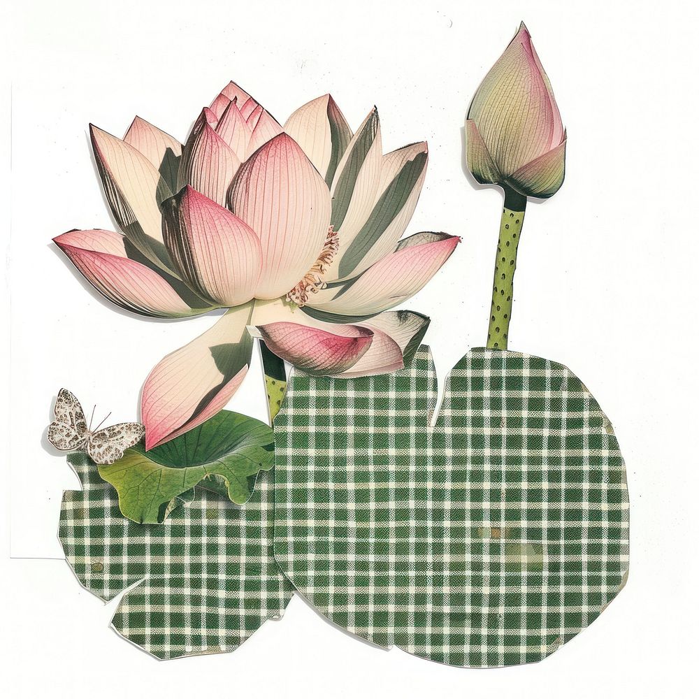 Lotus collage cutout pattern applique | Free Photo Illustration - rawpixel