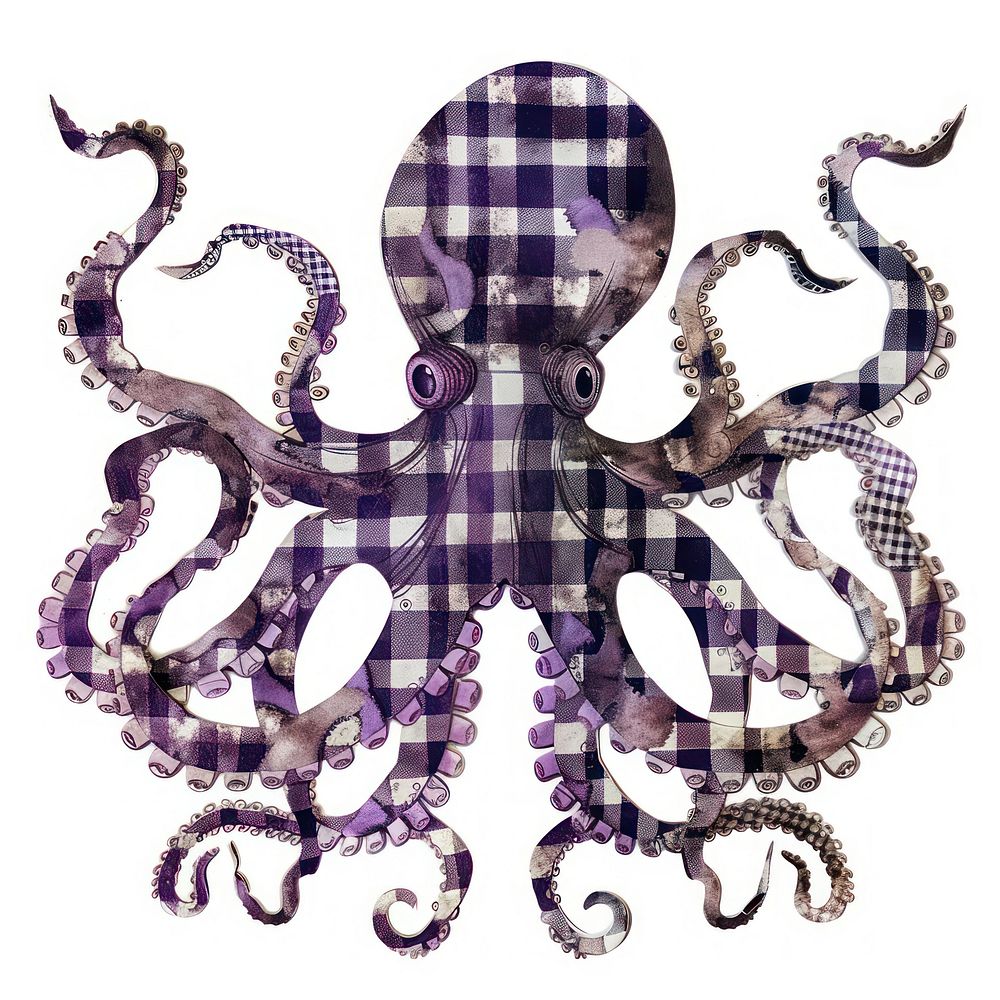 Octopus collage cutout purple invertebrate | Free Photo Illustration ...