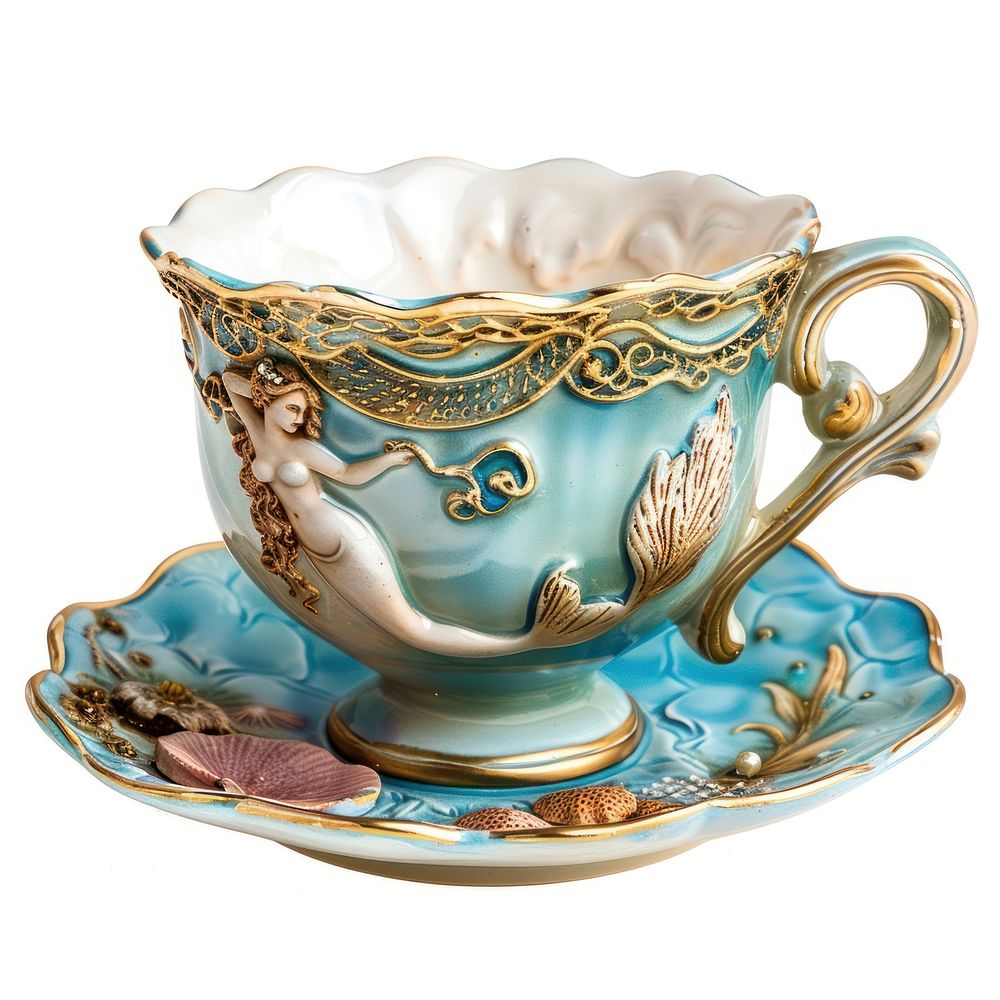 Elegant mermaid-themed ceramic teacup | Free Photo - rawpixel