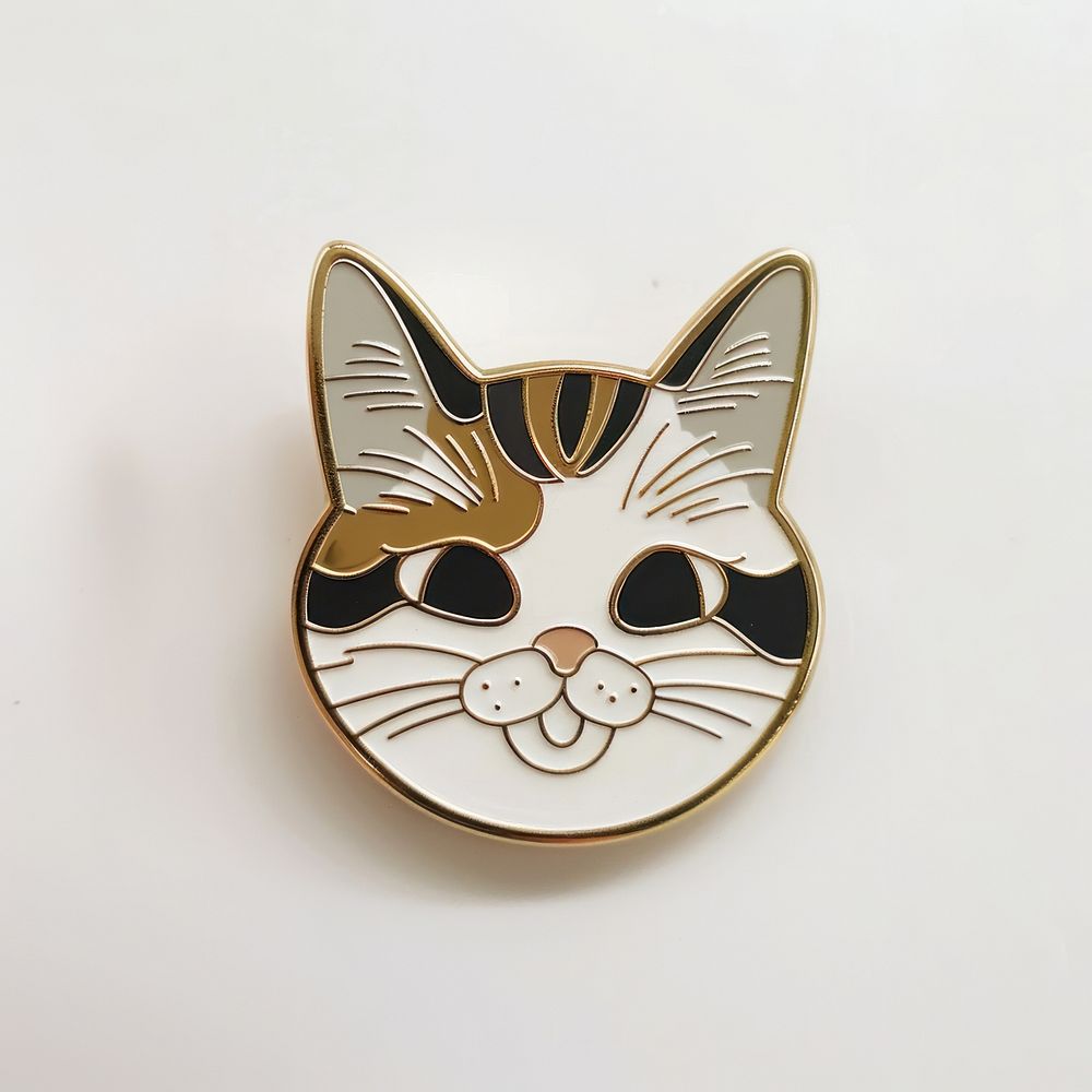 Cute cat enamel pin | Free Photo - rawpixel