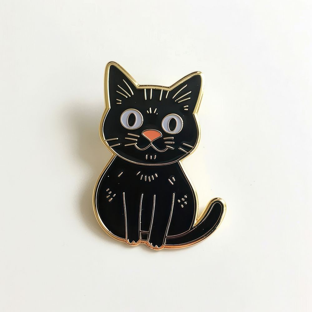 Cute black cat enamel pin | Free Photo - rawpixel