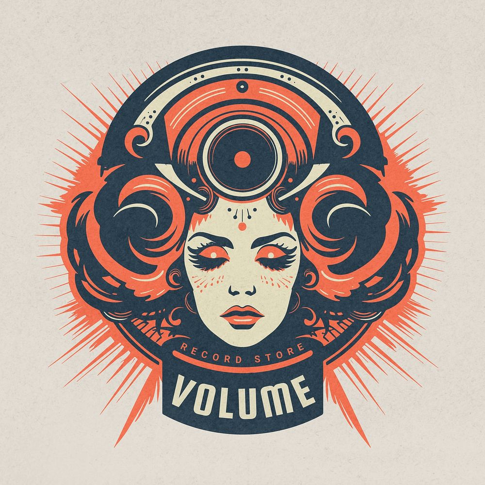 Retro music store logo template | Free Vector Template - rawpixel