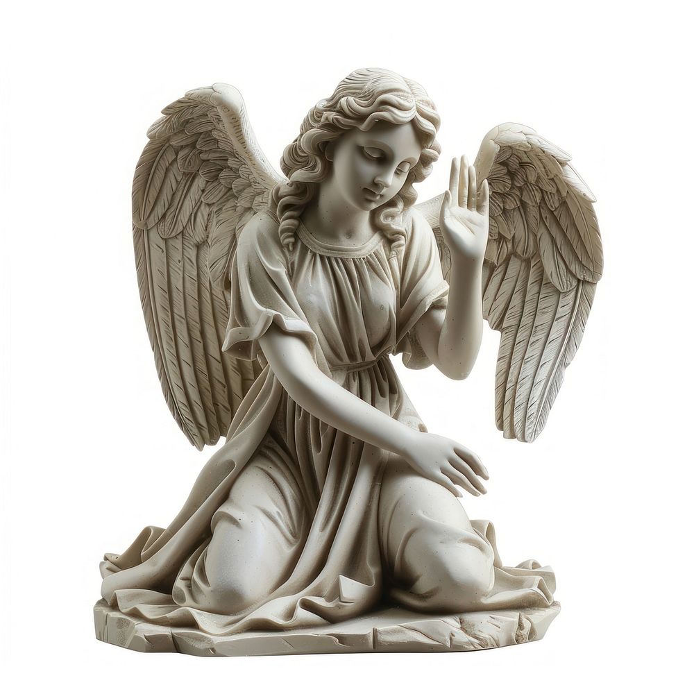 Elegant angelic statue kneeling gracefully. | Free Photo - rawpixel