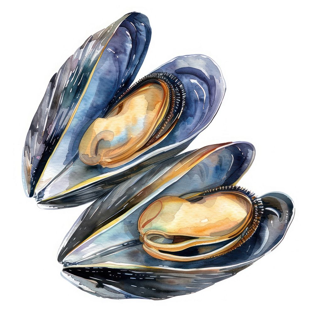 Realistic watercolor mussel illustration | Free Photo Illustration ...