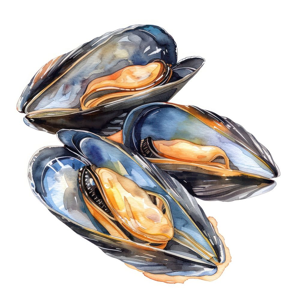 Watercolor mussels seafood illustration | Free Photo Illustration ...