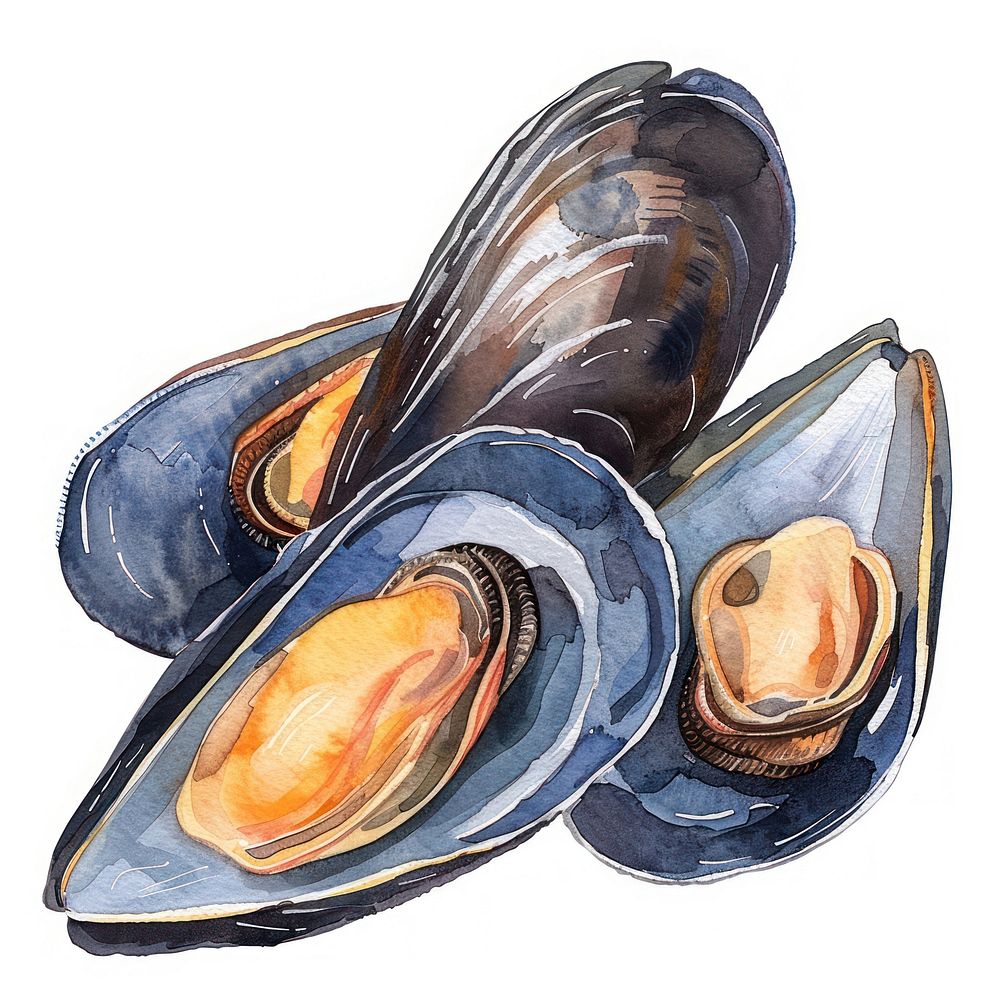 Watercolor mussels seafood illustration | Free Photo Illustration ...