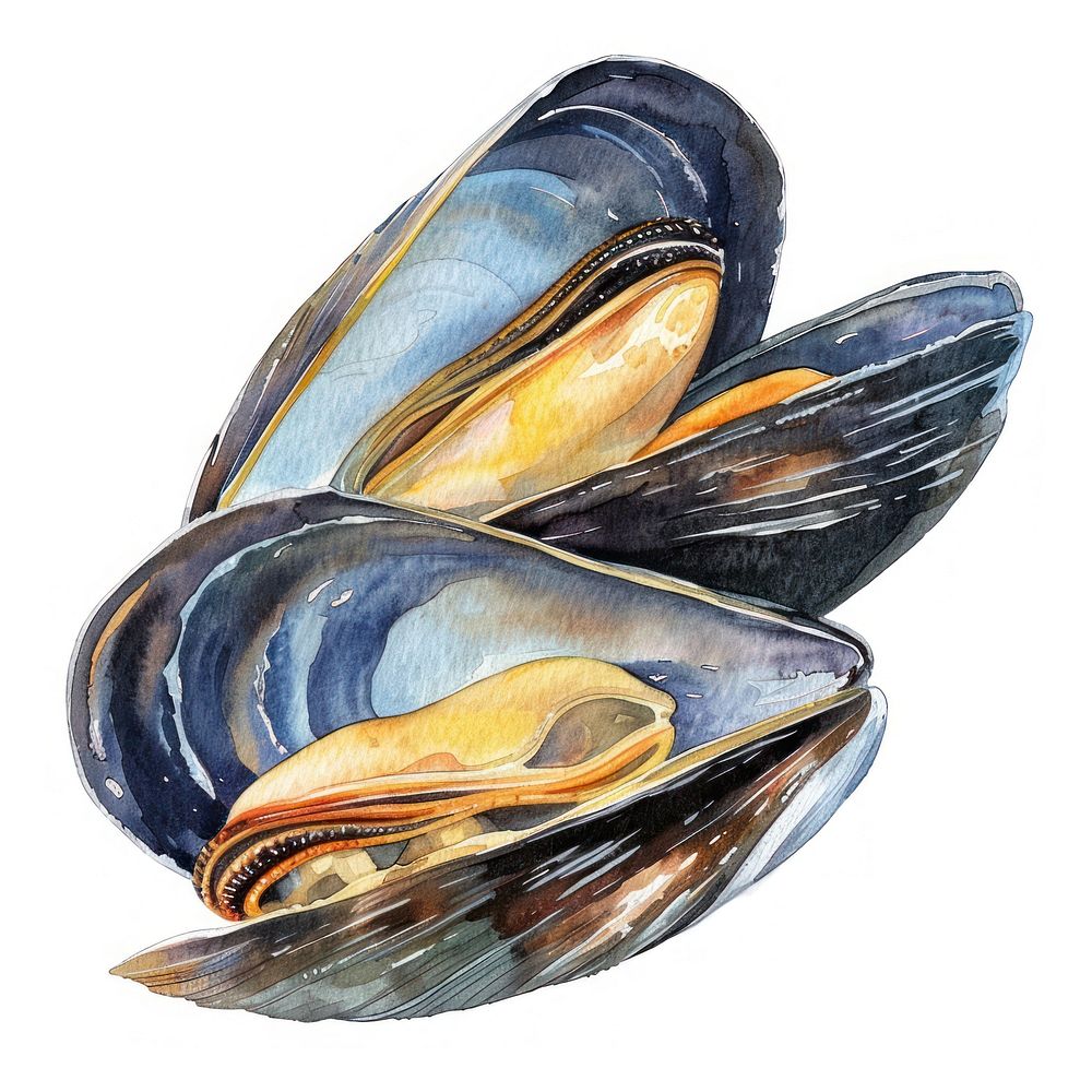 Watercolor mussels seafood illustration | Free Photo Illustration ...