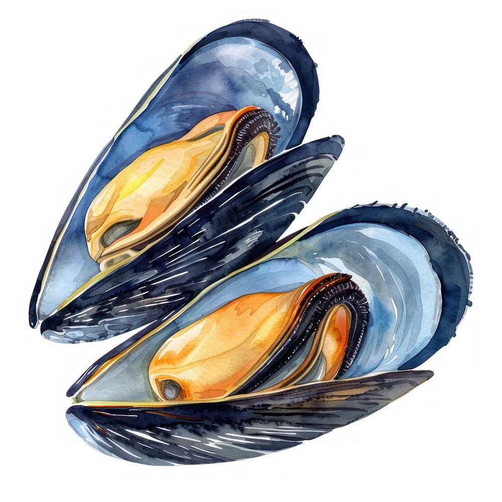 Realistic watercolor mussel illustration | Free Photo Illustration ...