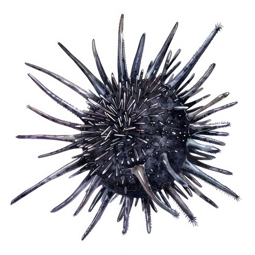 Detailed sea urchin watercolor illustration | Free Photo Illustration ...