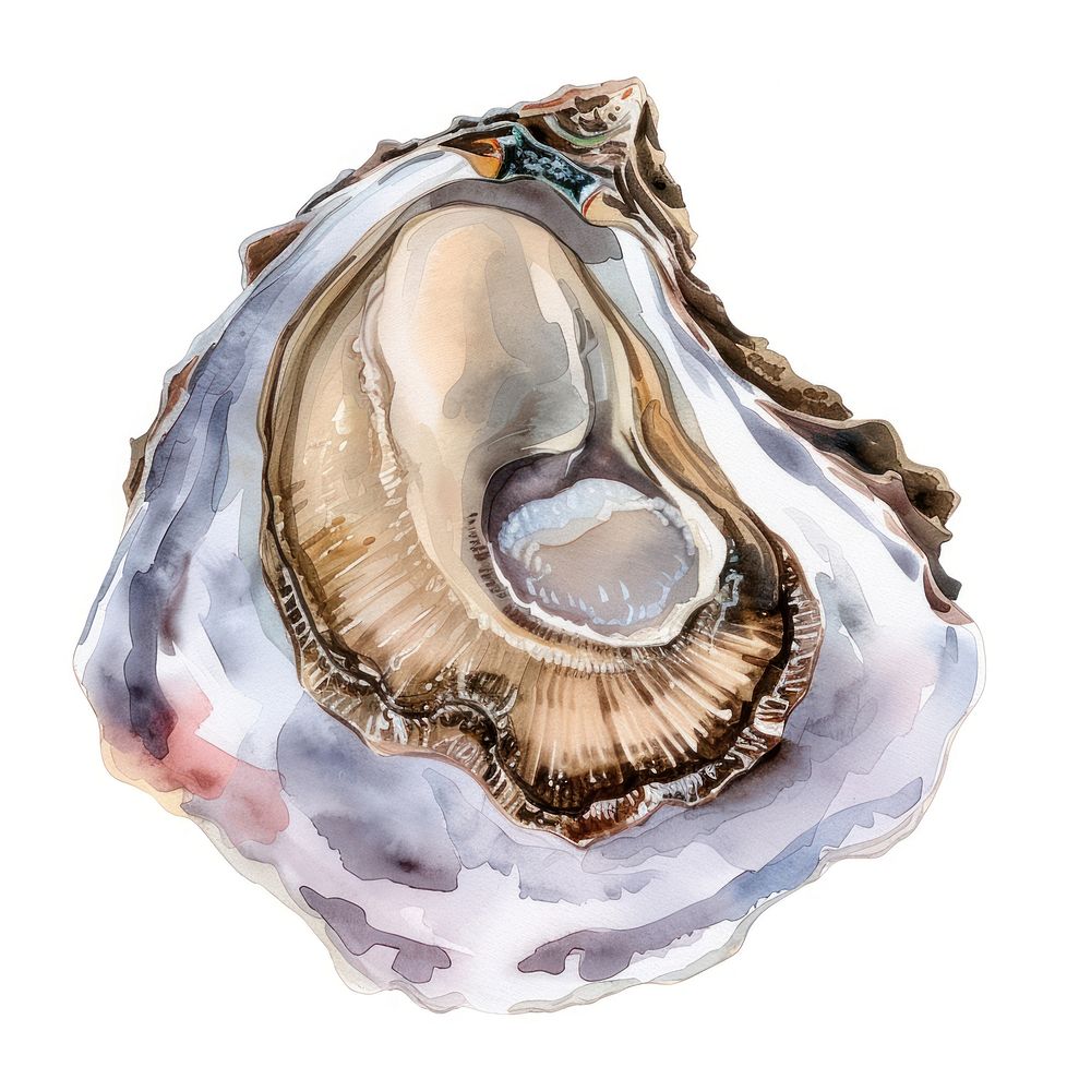 Watercolor oyster shell illustration | Free Photo Illustration - rawpixel