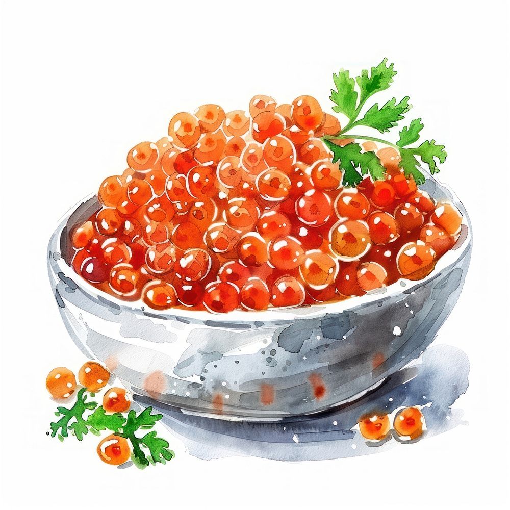 Watercolor caviar bowl illustration | Free Photo Illustration - rawpixel
