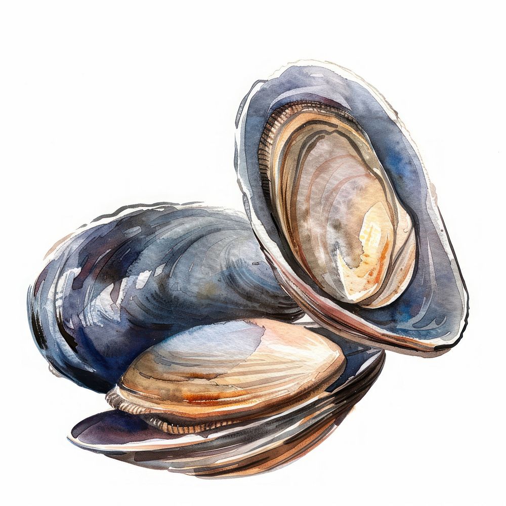Watercolor clam shell illustration | Free Photo Illustration - rawpixel