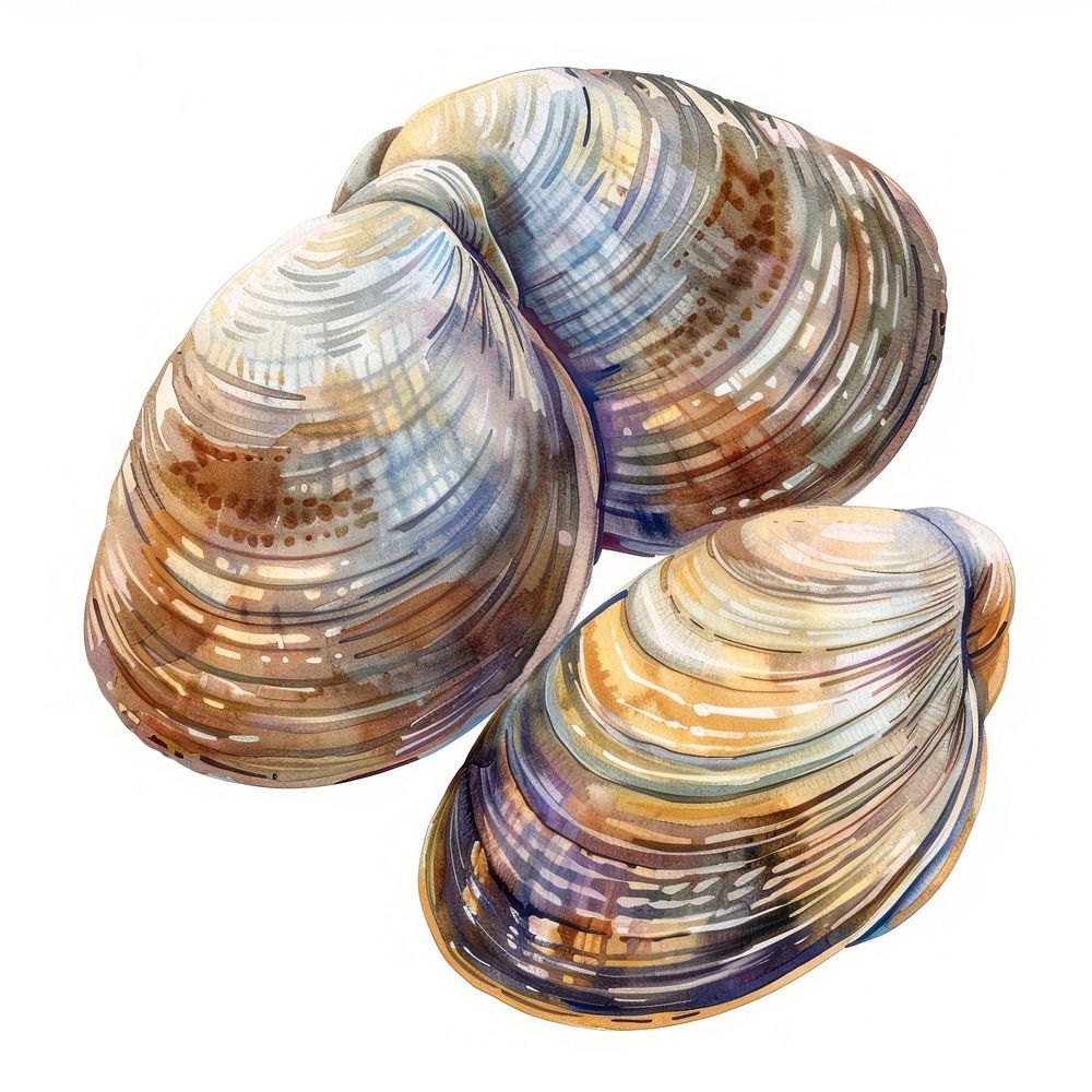 Colorful watercolor clam shells | Free Photo Illustration - rawpixel