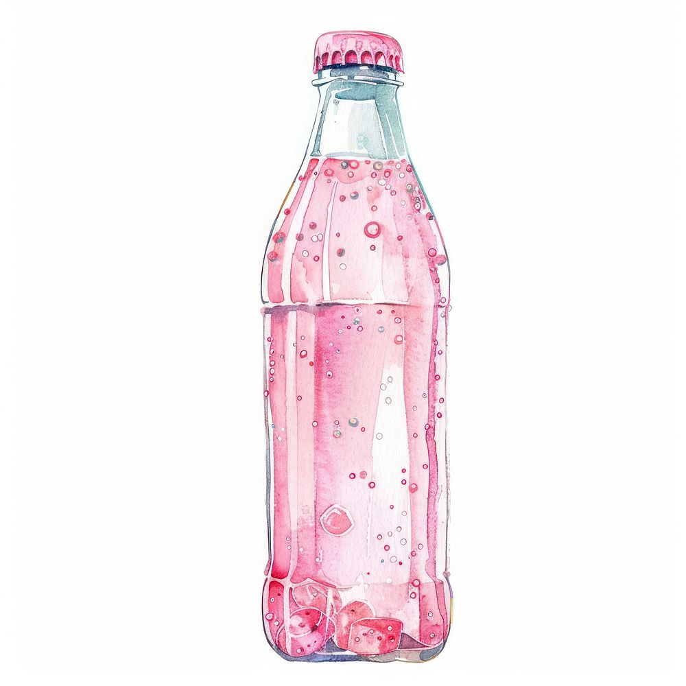 Watercolor pink soda bottle | Free Photo Illustration - rawpixel