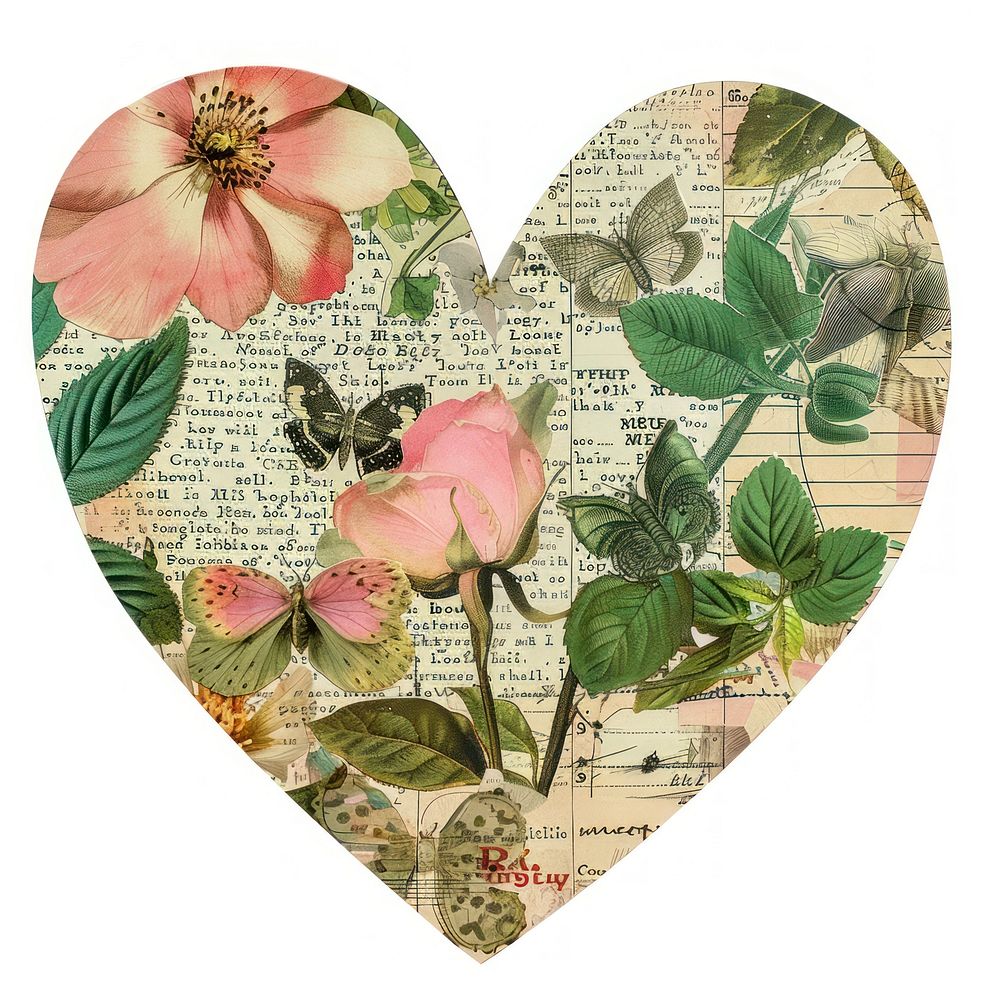 Vintage floral heart collage | Free Photo Illustration - rawpixel