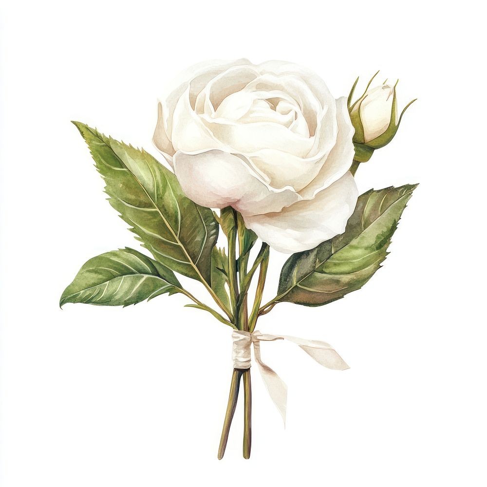 Elegant white rose bouquet illustration | Free Photo Illustration ...