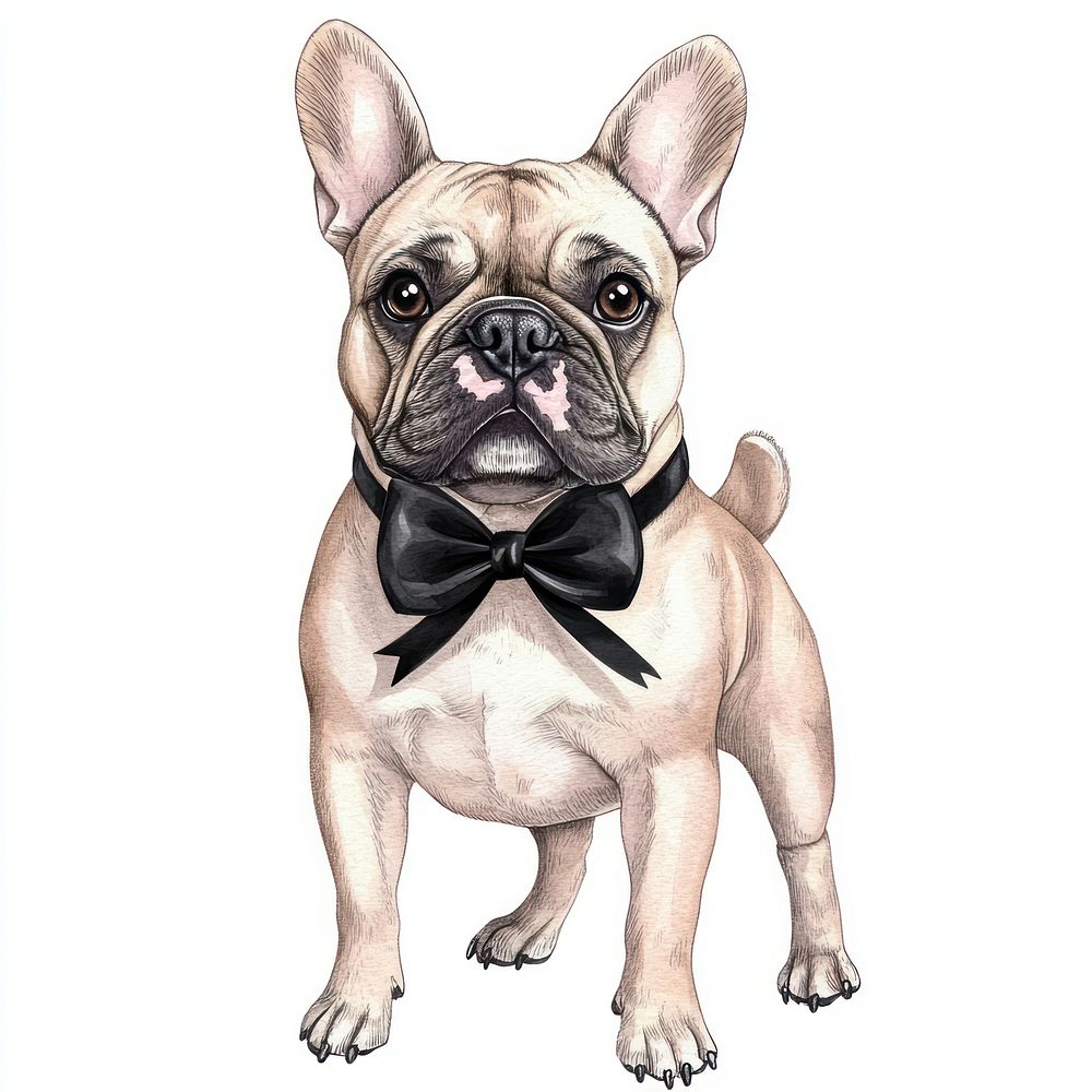 French Bulldog with black bowtie | Free Photo Illustration - rawpixel