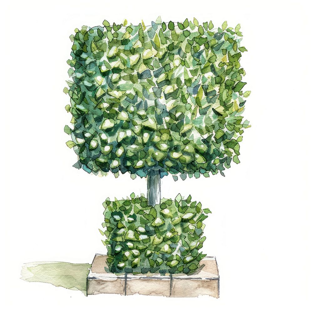 Watercolor topiary tree illustration | Free Photo Illustration - rawpixel