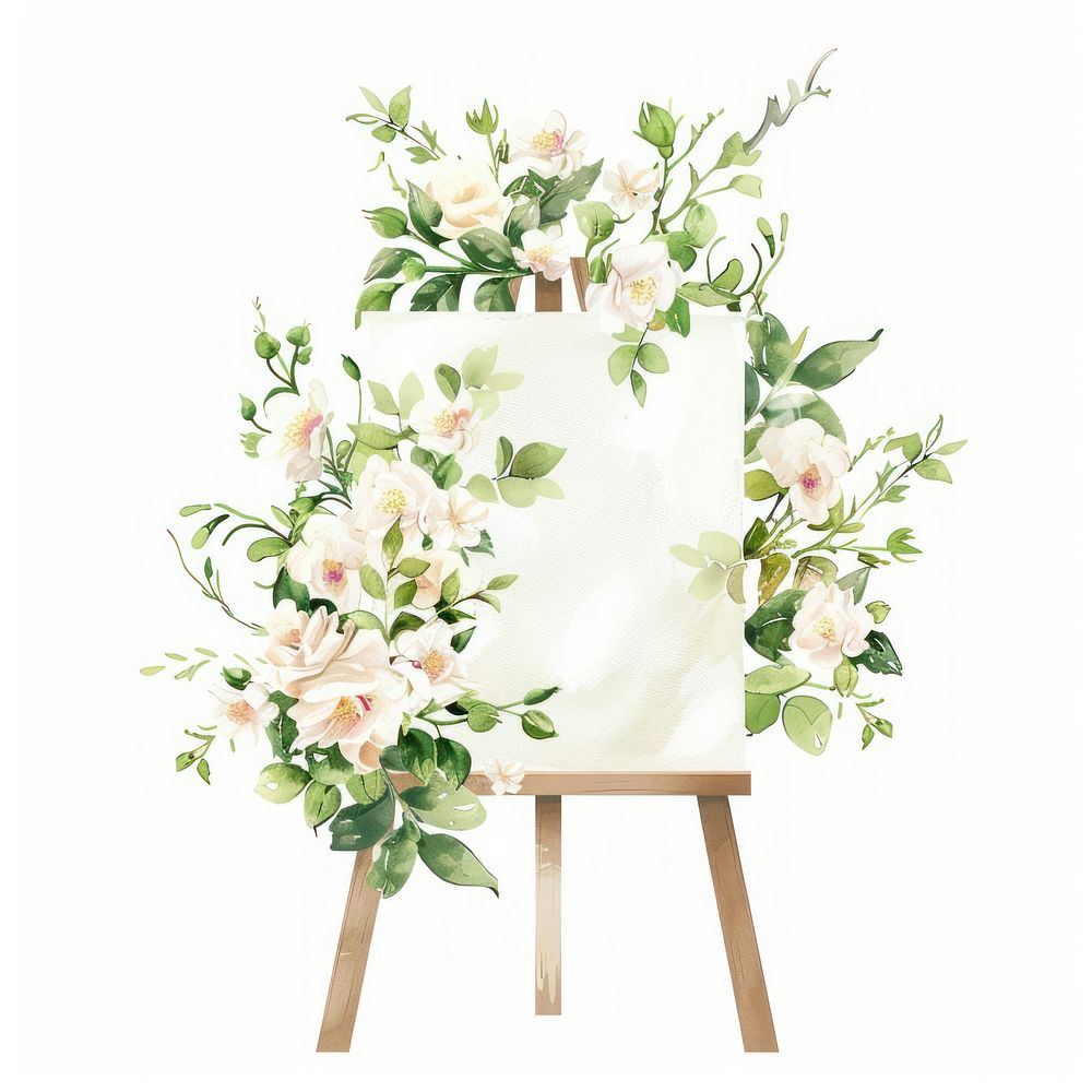 Floral easel illustration with roses | Free Photo Illustration - rawpixel