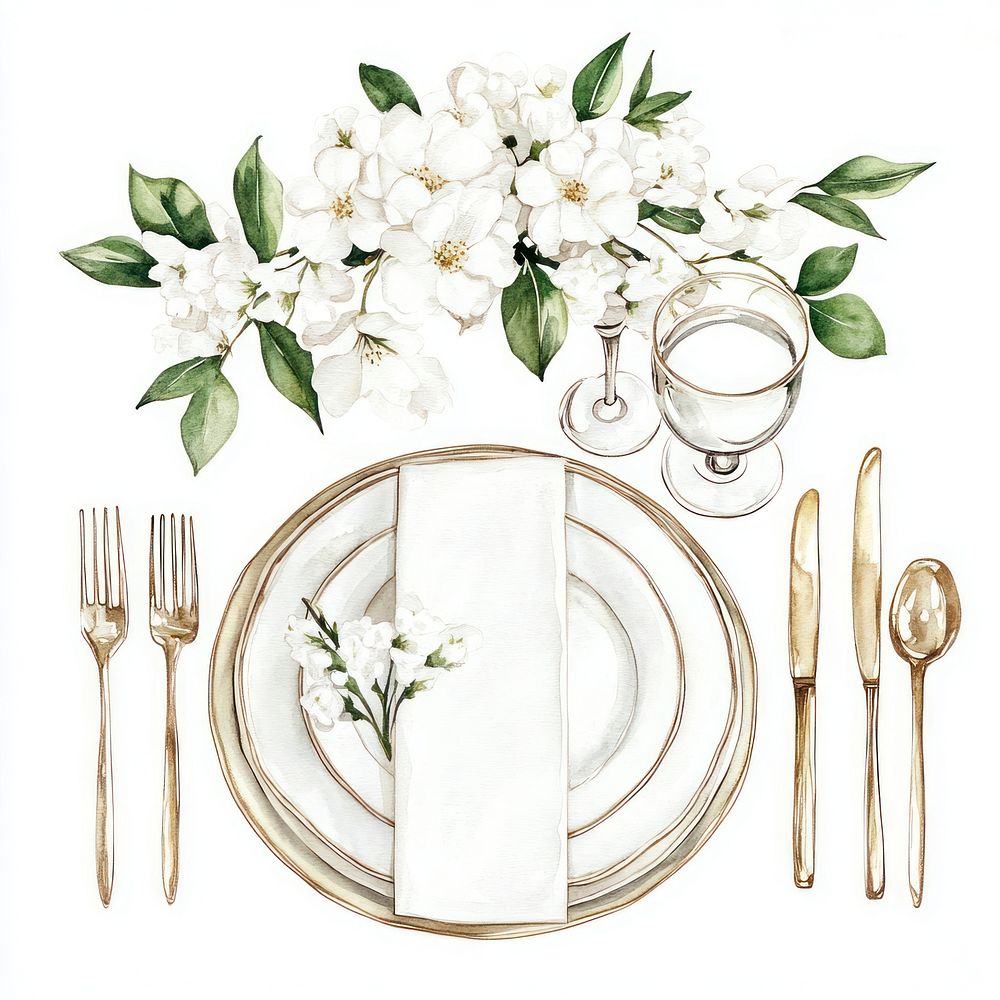 Elegant floral table setting illustration | Free Photo Illustration ...
