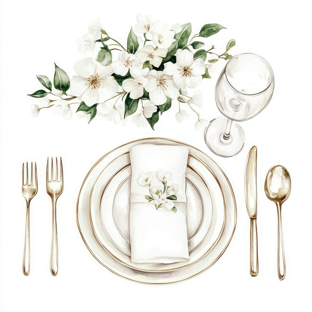 Elegant floral table setting illustration | Free Photo Illustration ...