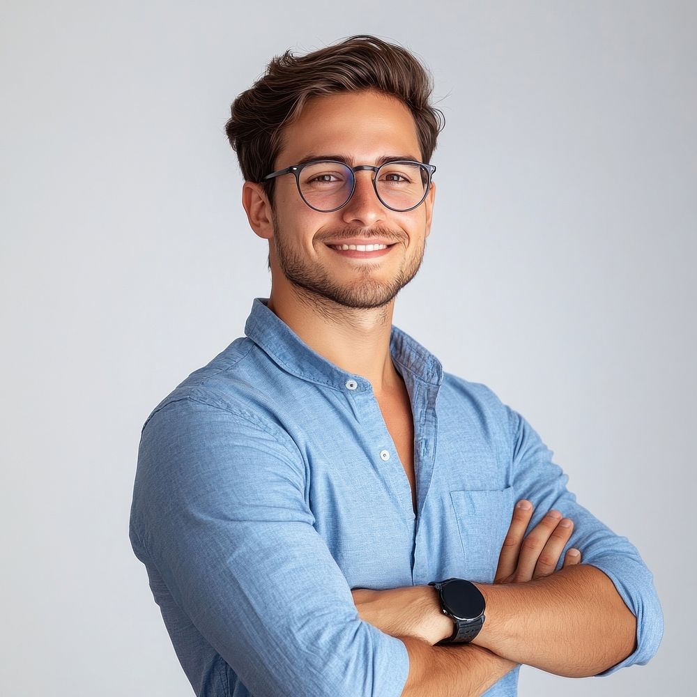 Confident man in blue shirt | Free Photo - rawpixel