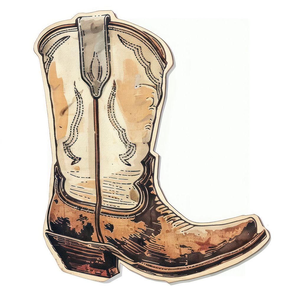 Vintage cowboy boot illustration | Free Photo Illustration - rawpixel