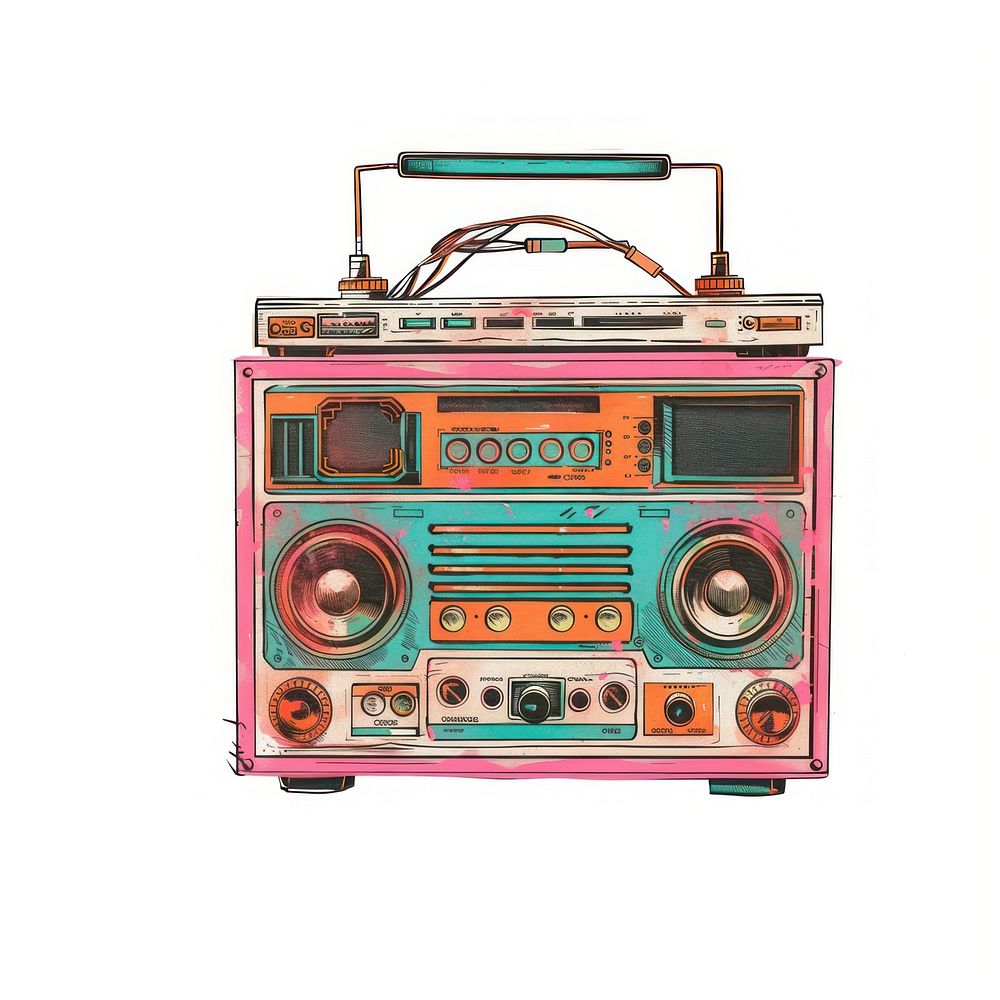 Colorful retro boombox illustration | Free Photo Illustration - rawpixel