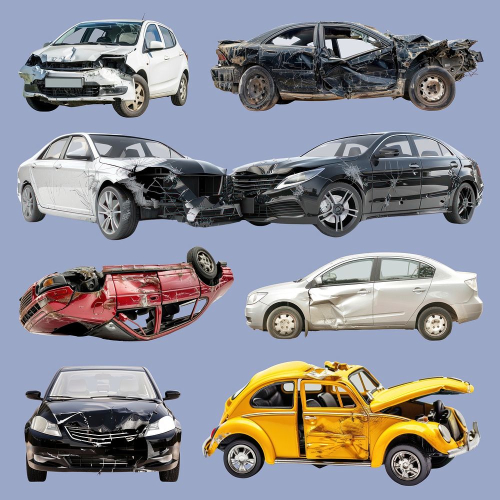 Crashed car design element set | Free Photo - rawpixel