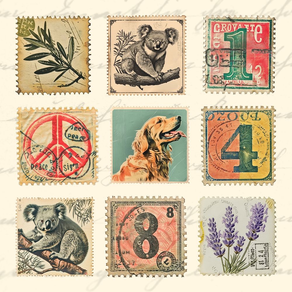 Vintage stamp design element set | Free Photo - rawpixel