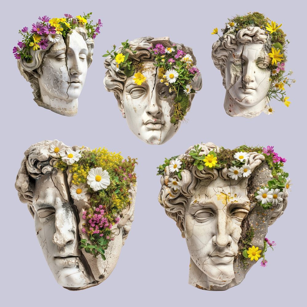 Floral statue head design element | Free Photo - rawpixel