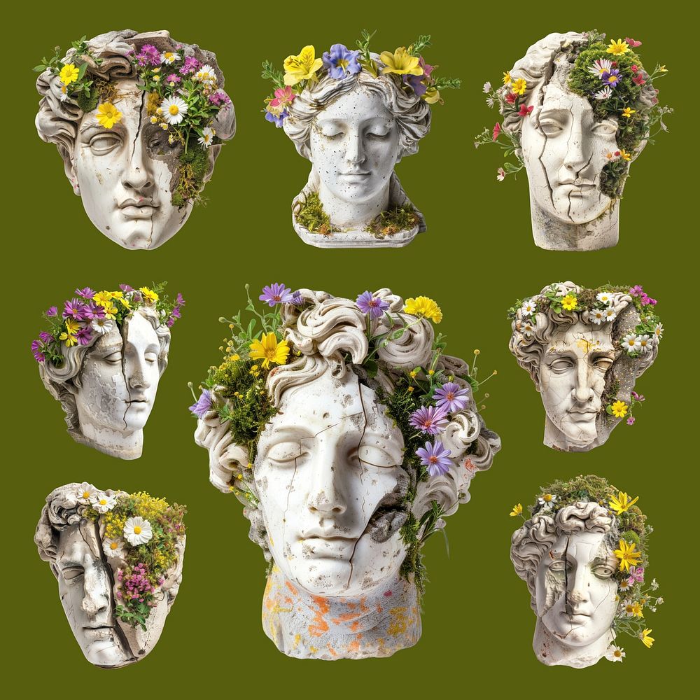 Floral statue head design element | Free Photo - rawpixel