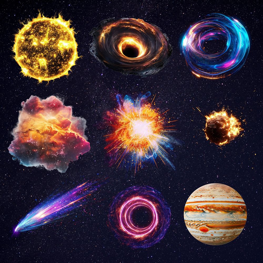 Cosmic phenomena design element set | Free Photo - rawpixel