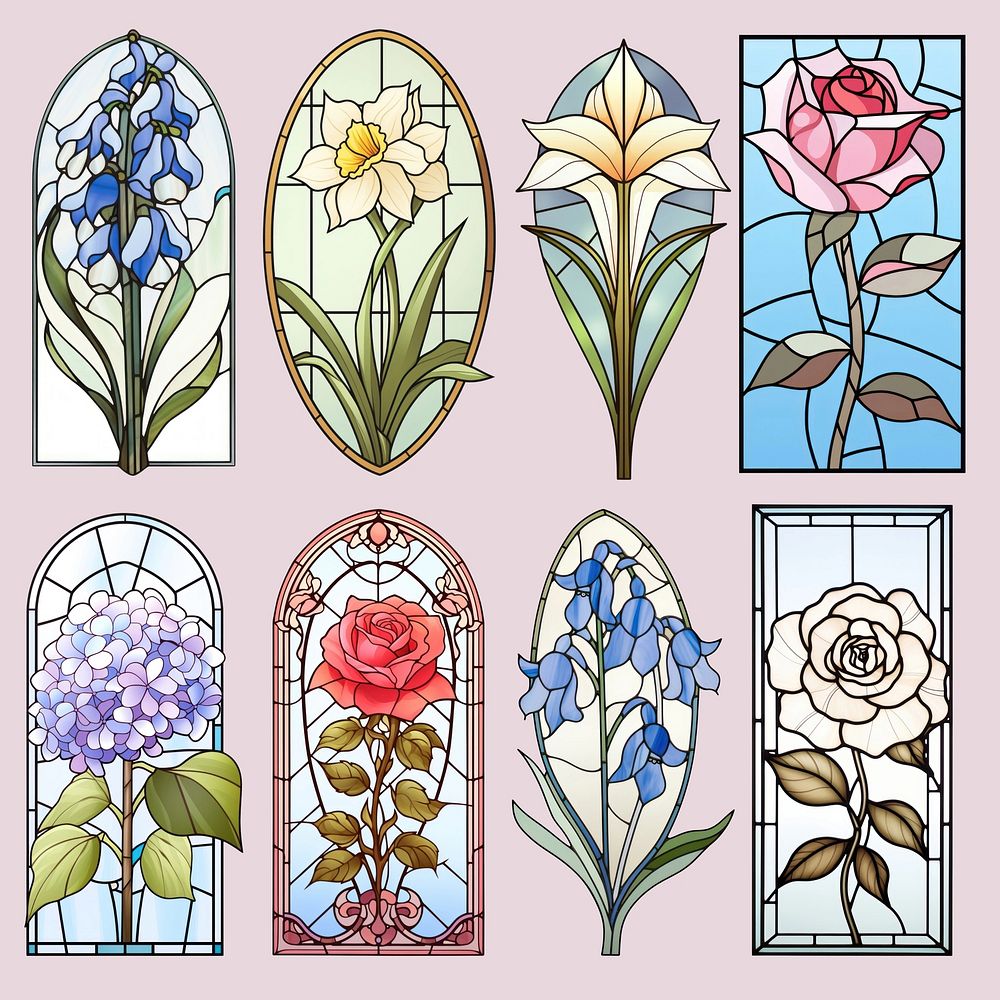Flower stain glass window design | Free Photo - rawpixel