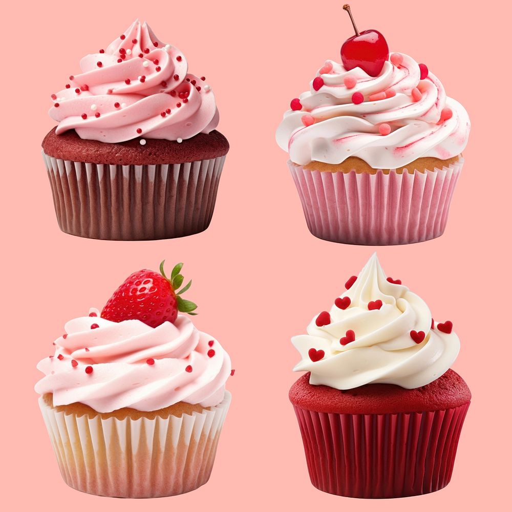 Cupcake design element remix set | Free Photo - rawpixel