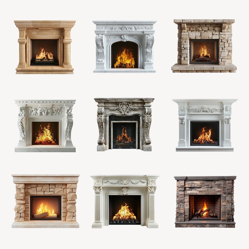 Luxury fireplace design element set | Free Photo - rawpixel
