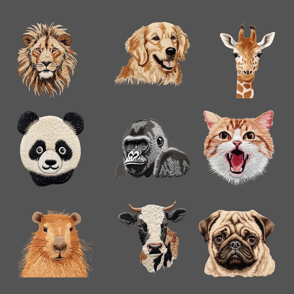 Embroidery animal head design element | Free Photo - rawpixel