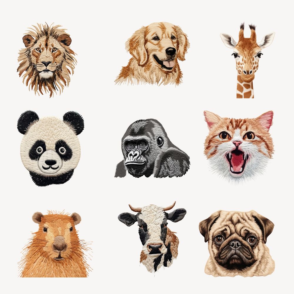 Embroidery animal head design element | Free Photo - rawpixel