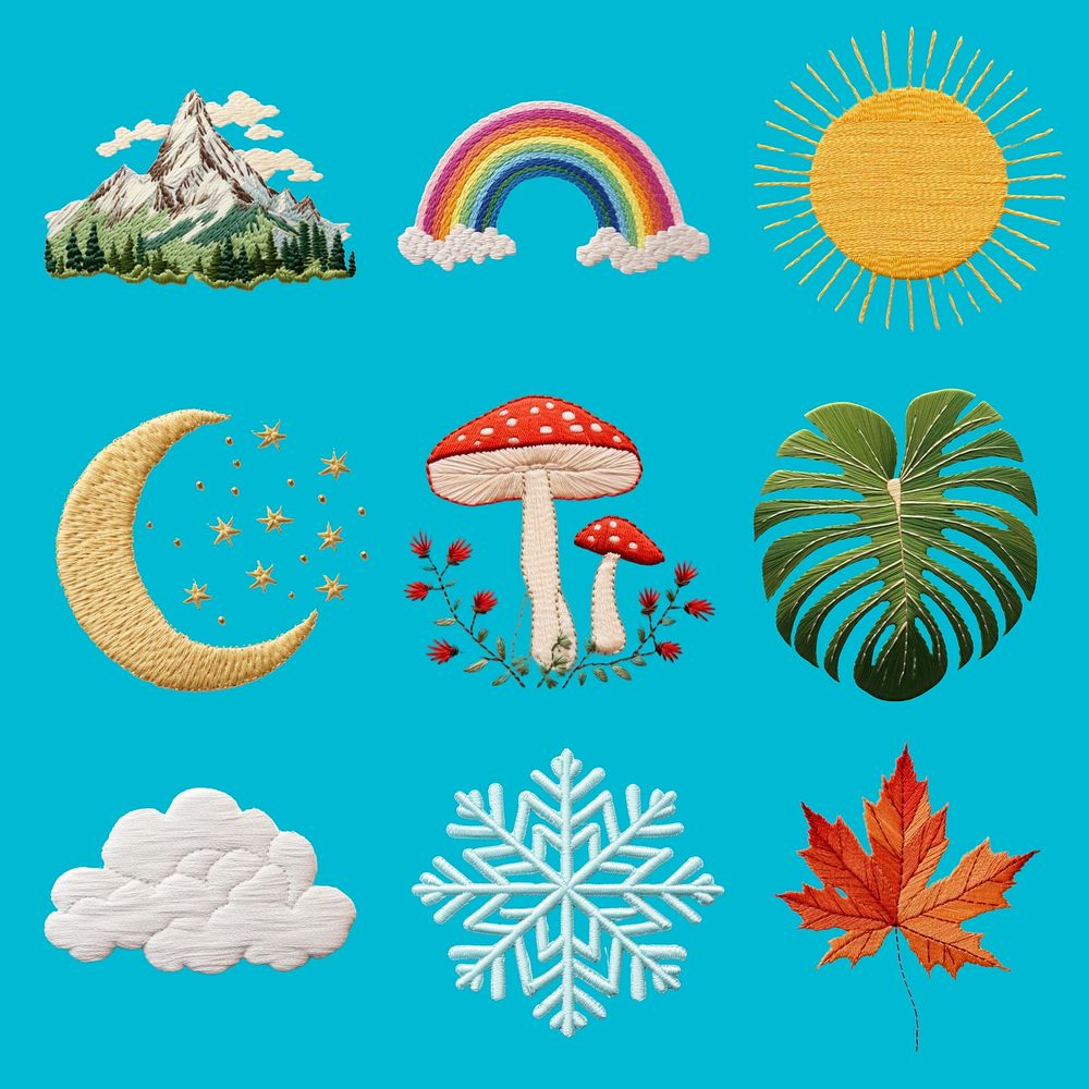 Embroidery nature textile design element | Free Photo - rawpixel