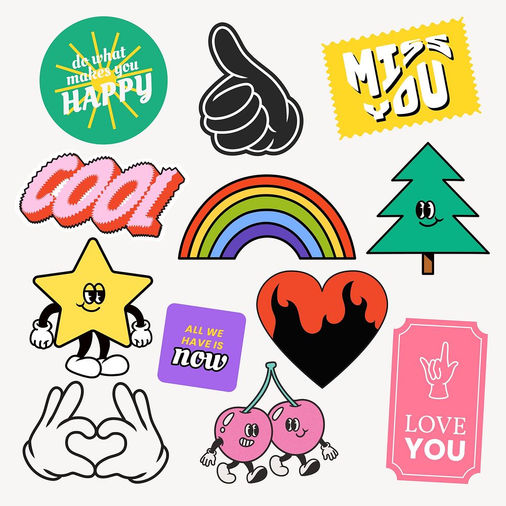 Colorful stickers positive messages design | Free Photo - rawpixel